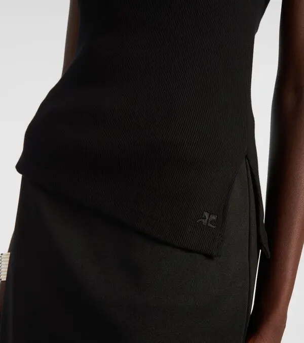COURREGES Cotton Blend Asymmetrical Top - Black
