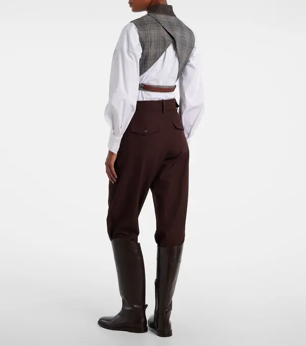 Brunello Cucinelli Belted Checked Virgin Wool Vest