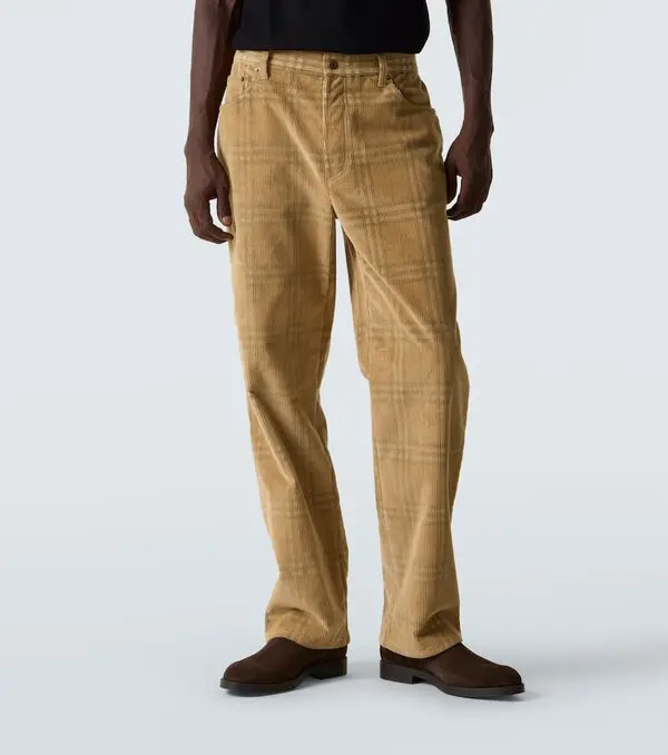 Burberry Check Corduroy Straight Pants