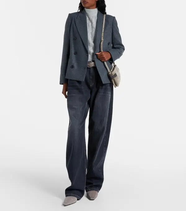 Brunello Cucinelli Monili Croc-effect Suede Knee-high Boots