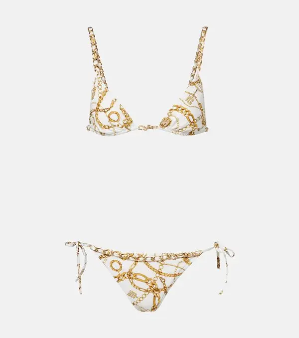 Balmain Chain-detail Printed Bikini - White