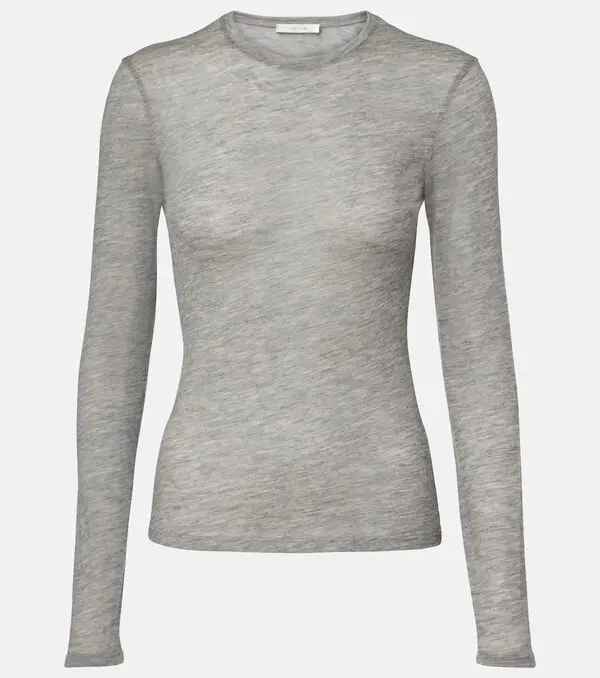 THE ROW Iverness Knitted Cashmere Top - Grey