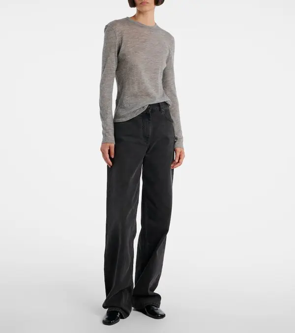 THE ROW Iverness Knitted Cashmere Top - Grey