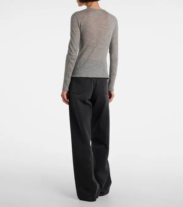 THE ROW Iverness Knitted Cashmere Top - Grey