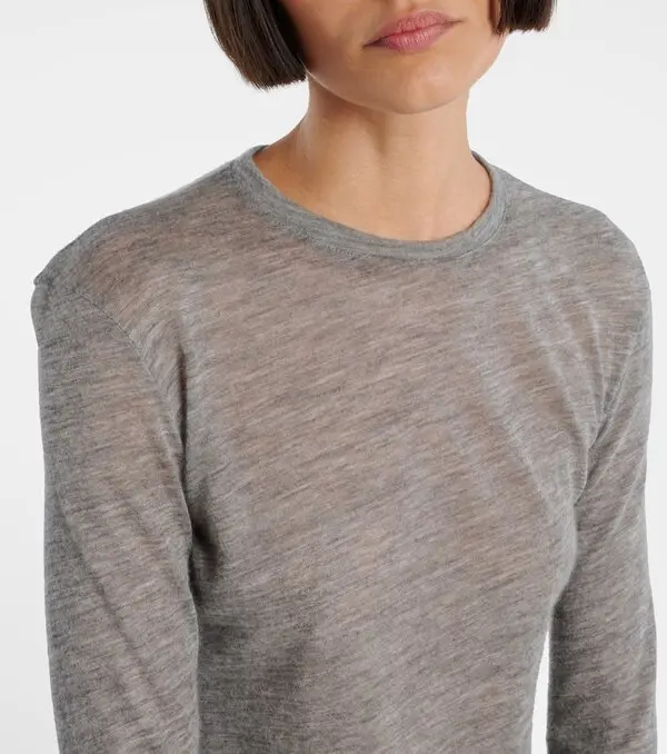 THE ROW Iverness Knitted Cashmere Top - Grey
