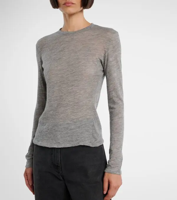 THE ROW Iverness Knitted Cashmere Top - Grey