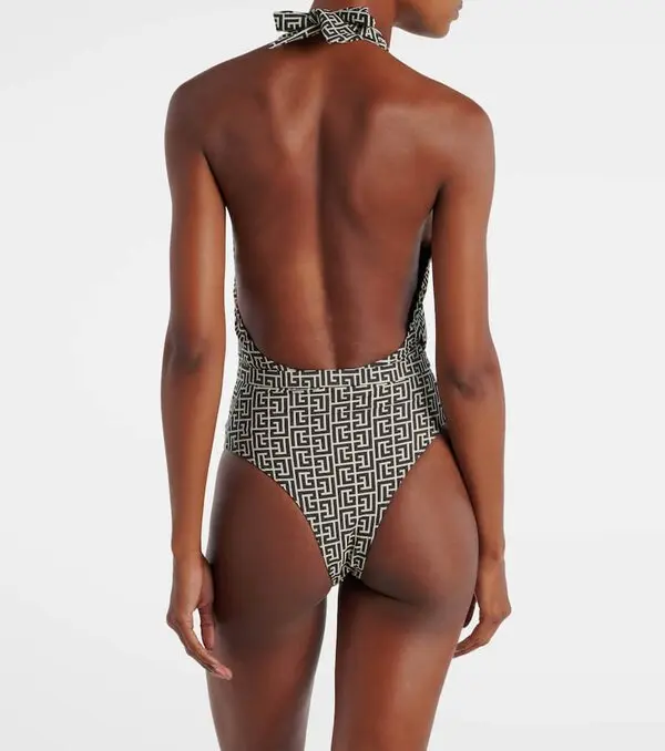 Balmain Belted Halterneck Swimsuit