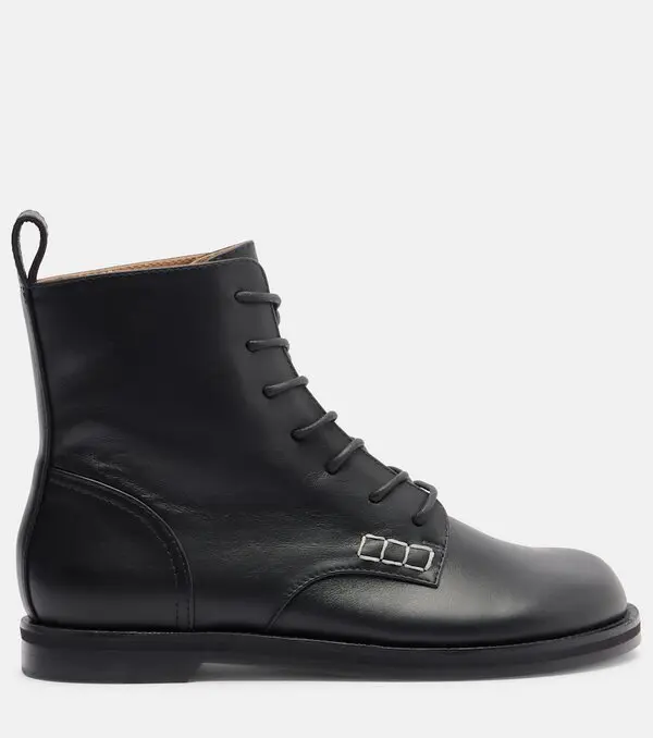 JW Anderson Leather Lace-up Boots - Black