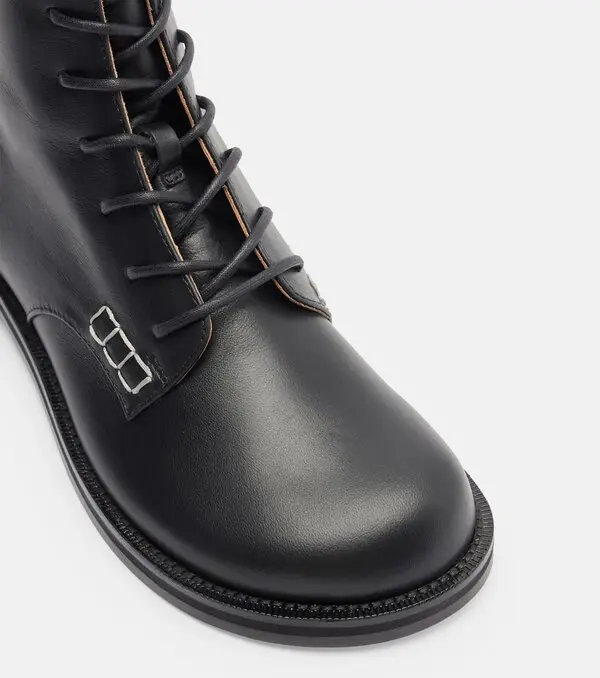 JW Anderson Leather Lace-up Boots - Black