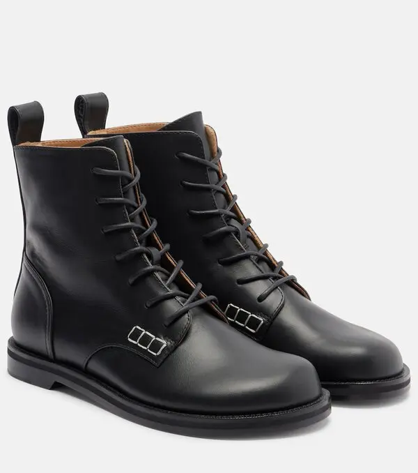 JW Anderson Leather Lace-up Boots - Black