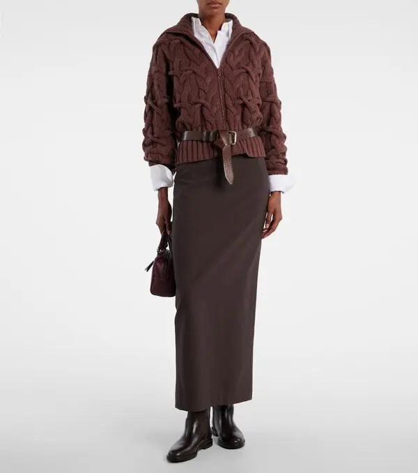 Brunello Cucinelli Cable-knit Cashmere Zip-up Cardigan