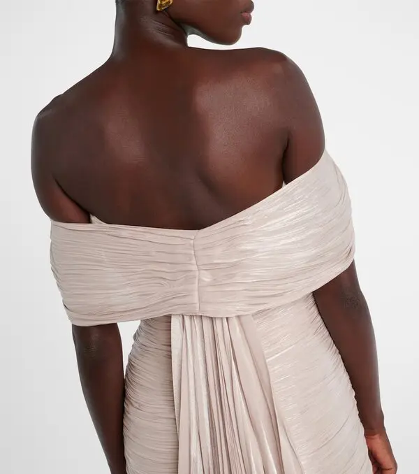 MARMAR HALIM Off-shoulder Pleated Bustier Gown