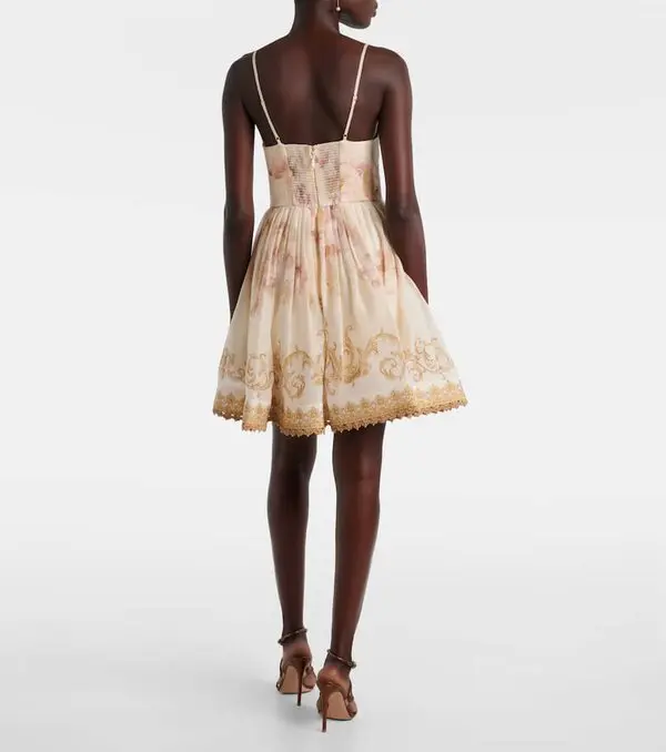 Zimmermann Hypnotic Linen And Silk Mini Dress - Beige | Editorialist