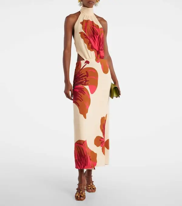 Johanna Ortiz Floral Halterneck Maxi Dress - Multicoloured