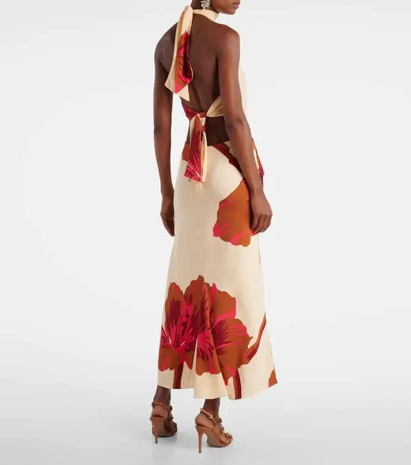 Johanna Ortiz Floral Halterneck Maxi Dress - Multicoloured