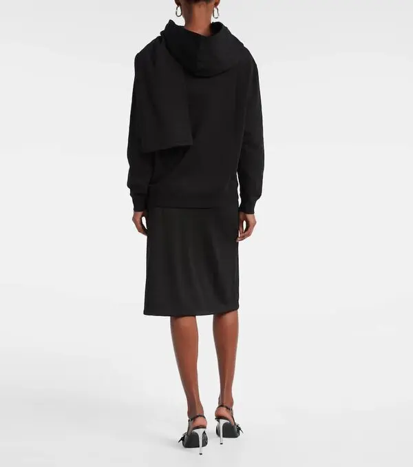 COURREGES Asymmetric Cotton Jersey Sweatshirt - Black