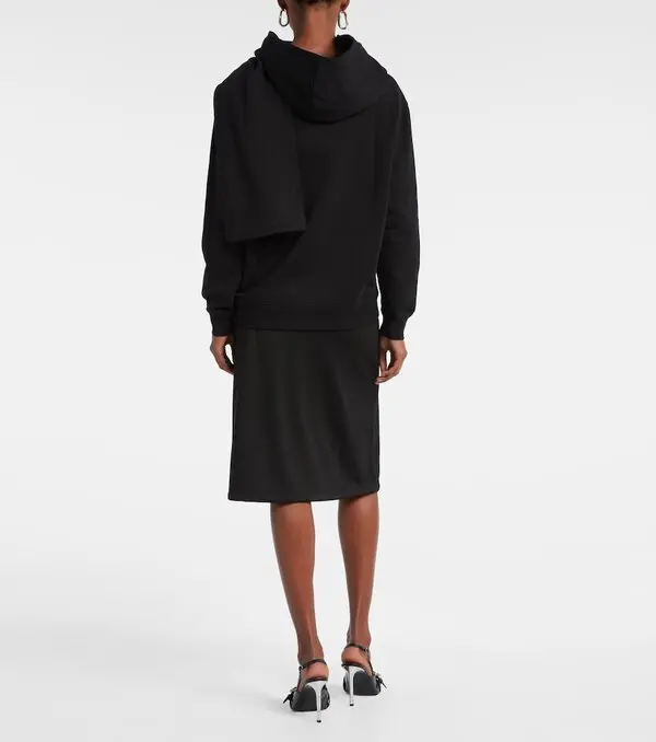 COURREGES Asymmetric Cotton Jersey Sweatshirt - Black