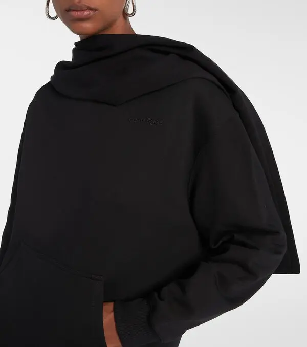 COURREGES Asymmetric Cotton Jersey Sweatshirt - Black