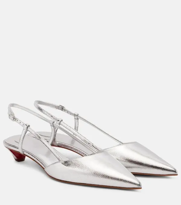 CHRISTIAN LOUBOUTIN Miss Z Slingina 25 Slingback Pumps - Silver