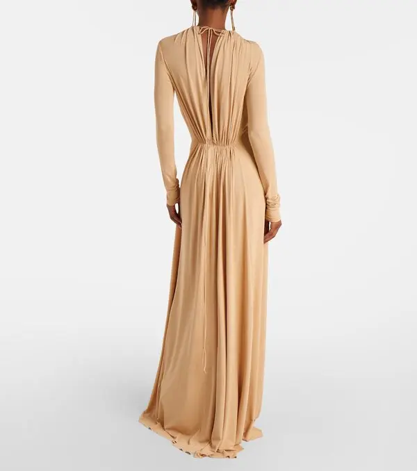Victoria Beckham Asymmetric Draped Gown - Beige