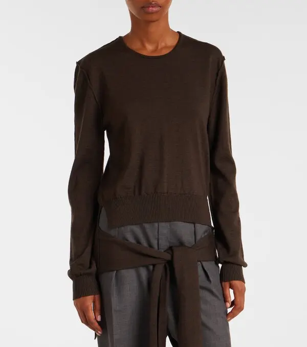 LEMAIRE Trompe L'oeil Wool-blend Sweater - Brown