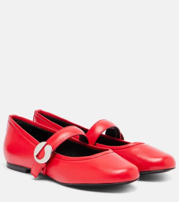 Coperni Leather Mary Jane Flats - Red