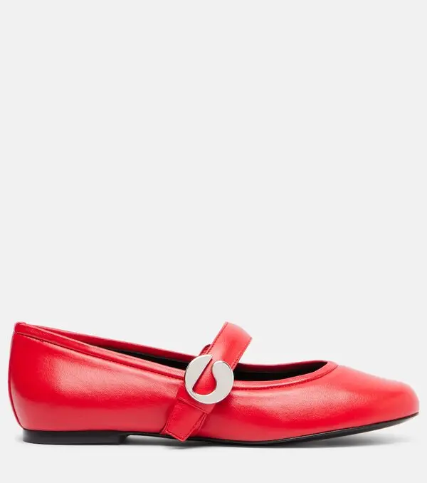 Coperni Leather Mary Jane Flats - Red