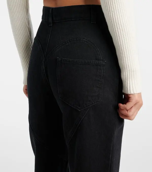 AREA Crystal-embellished Straight Leg Jeans - Black