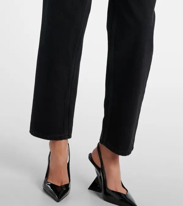 AREA Crystal-embellished Straight Leg Jeans - Black