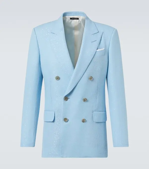 TOM FORD Sequined Wool-blend Suit Jacket - Blue