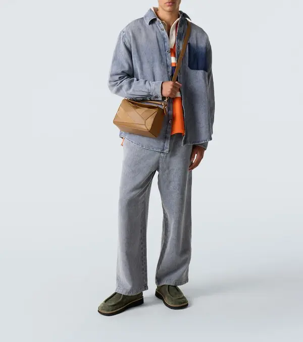 Loewe Puzzle Small Leather And Suede Shoulder Bag - Brown