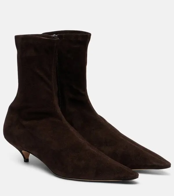 THE ROW Liisa 40 Suede Ankle Boots - Brown