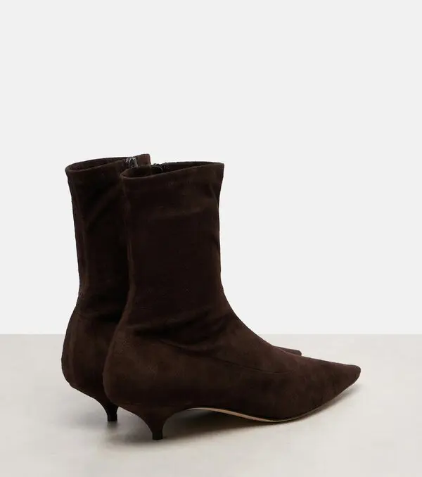 THE ROW Liisa 40 Suede Ankle Boots - Brown