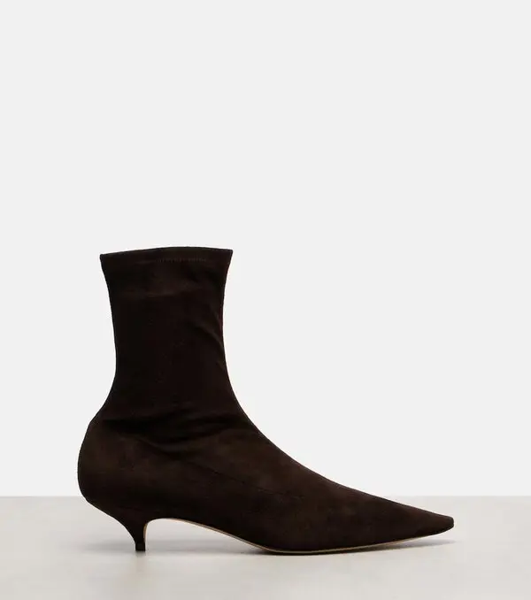 THE ROW Liisa 40 Suede Ankle Boots - Brown