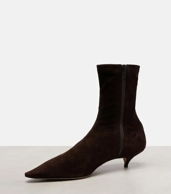 THE ROW Liisa 40 Suede Ankle Boots - Brown
