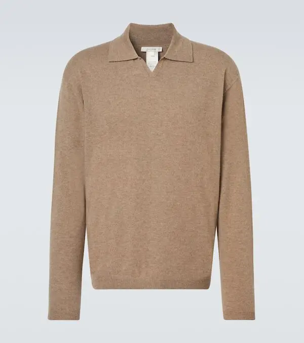 THE ROW Franz Cashmere Polo Sweater - Beige