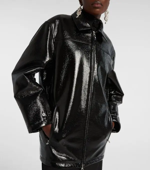 COURREGES Coated Cotton-blend Jacket - Black