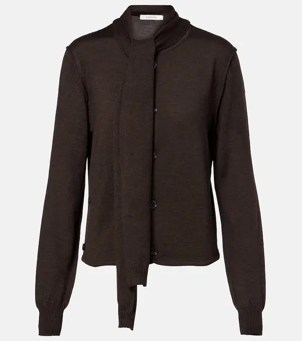 LEMAIRE Twisted Tie-detail Wool-blend Cardigan - Brown