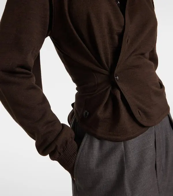 LEMAIRE Twisted Tie-detail Wool-blend Cardigan - Brown