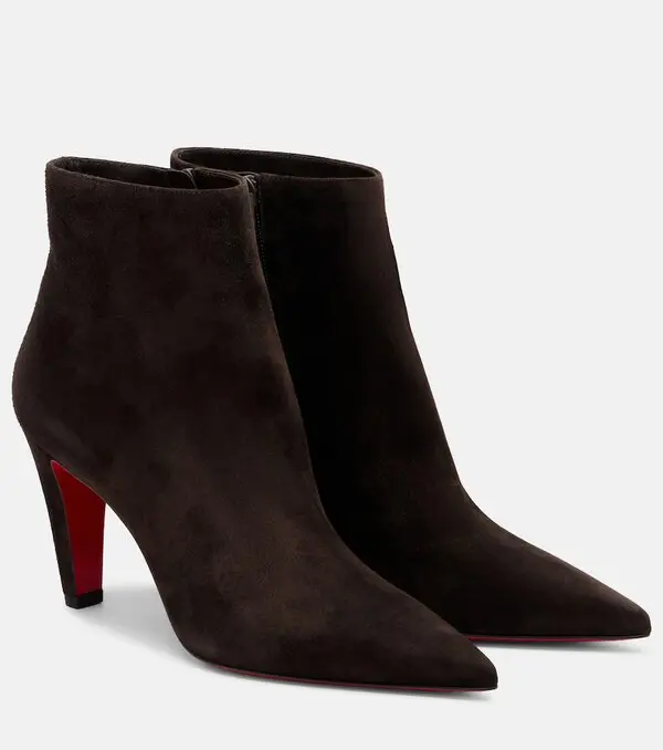 CHRISTIAN LOUBOUTIN Vibella 85 Suede Ankle Boots - Brown