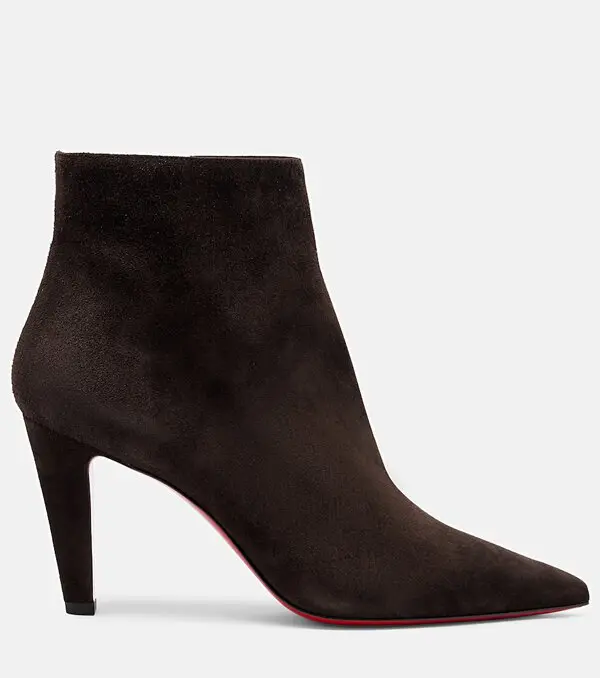 CHRISTIAN LOUBOUTIN Vibella 85 Suede Ankle Boots - Brown