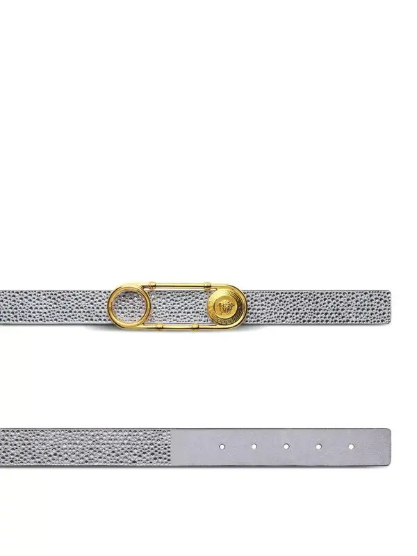 Versace Medusa-head Leather Belt - Grey