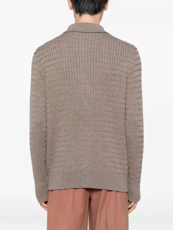 Tagliatore Textured Wool Cardigan - Brown