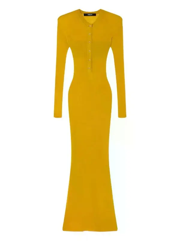 Versace Long-sleeve Ribbed-knit Maxi Dress