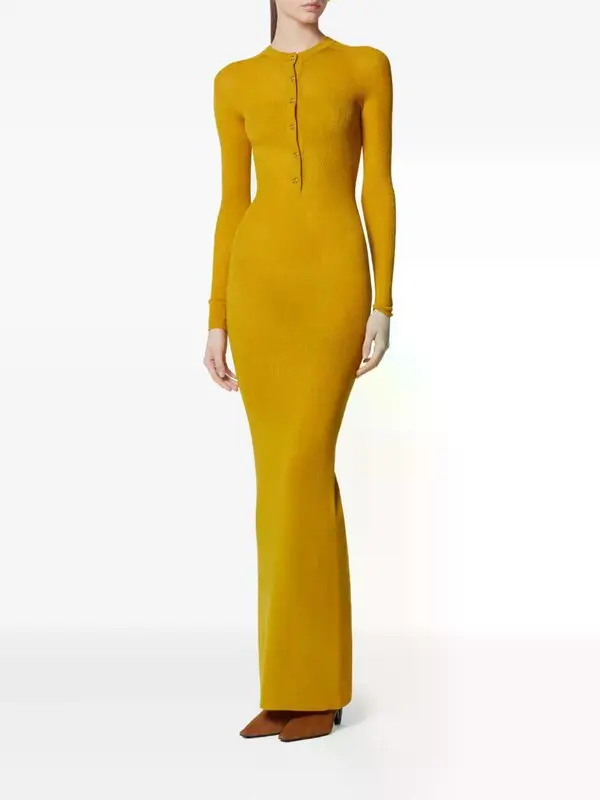 Versace Long-sleeve Ribbed-knit Maxi Dress