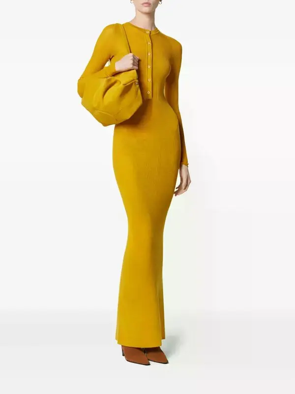 Versace Long-sleeve Ribbed-knit Maxi Dress