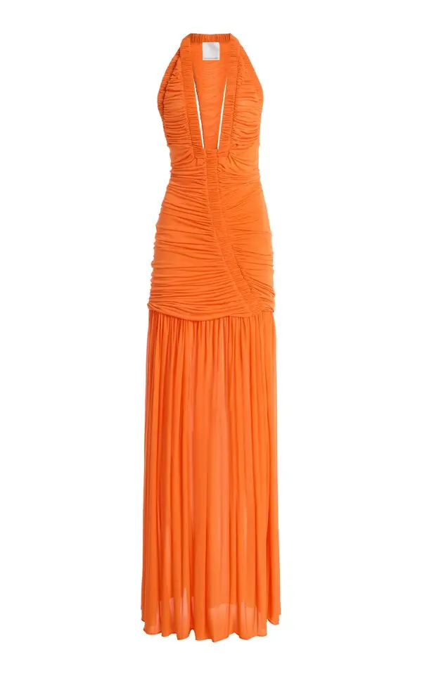 Christopher Esber Orion Ruched Jersey Gown - Orange