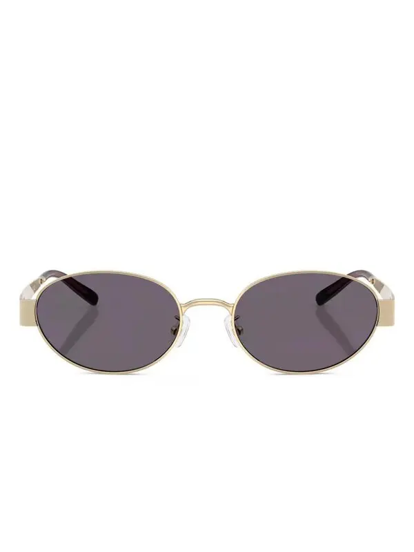 Tory Burch Logo-detail Oval-frame Sunglasses - Gold