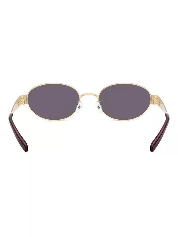 Tory Burch Logo-detail Oval-frame Sunglasses - Gold