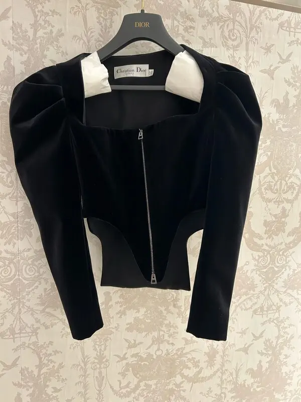 Dior Velvet Jacket With Puff Sleeves - Black